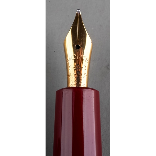 A Montblanc Monte Rosa red fountain pen with gilt fittings, the 14c ...