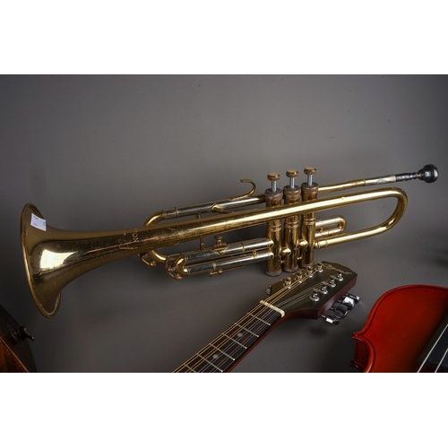 Assorted musical instruments to include: 1. an Ozark mandolin, in ...