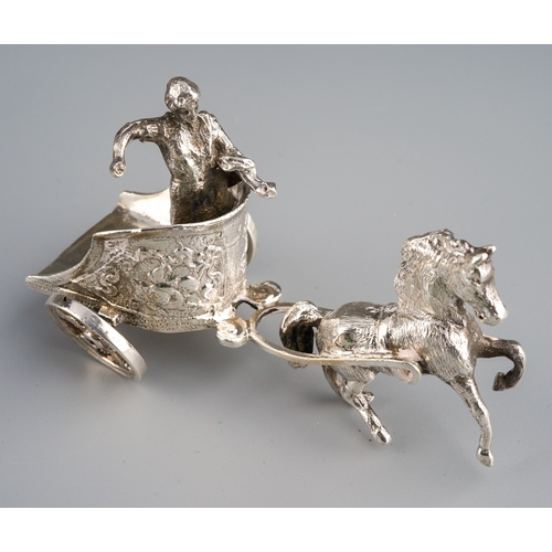 A Modern silver model of a Roman horse drawn chariot with figure, the ...