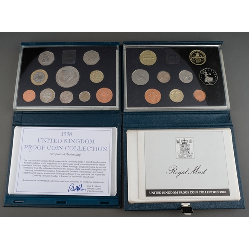 Two Royal Mint boxed UK Proof Coin Collection sets 1989 & 1998 [2]