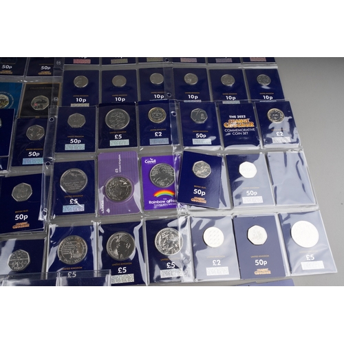 Assorted Change Checker coins to include: quantity of 10 pences; 50 ...