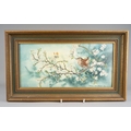 Original watercolour by Robin Gibbard, Wren with white cherry blossom ...
