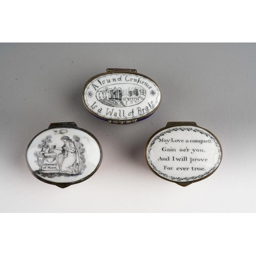 Two George III Staffordshire enamel oval boxes, comprising two patch ...