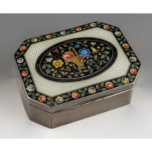 An early 20th century German silver and enamel shaped rectangular box ...
