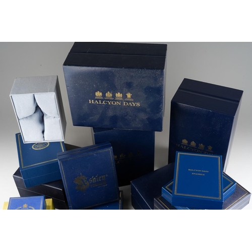 A collection of assorted empty Halcyon Days and other boxes, various ...