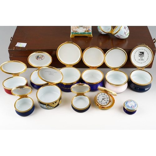 A collection of thirteen modern enamel and porcelain boxes by Crummles ...