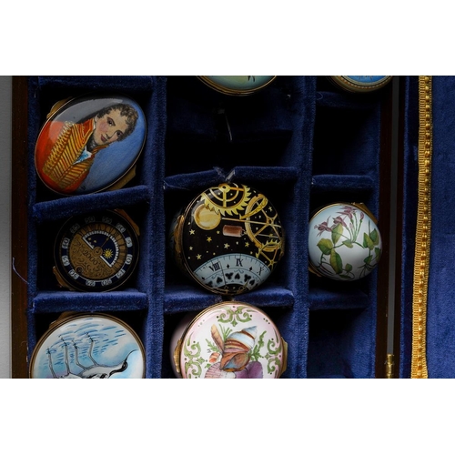 A collection of thirteen modern enamel and porcelain boxes by Crummles ...