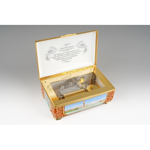 An unboxed limited edition Halcyon Days Enamel musical box of ...