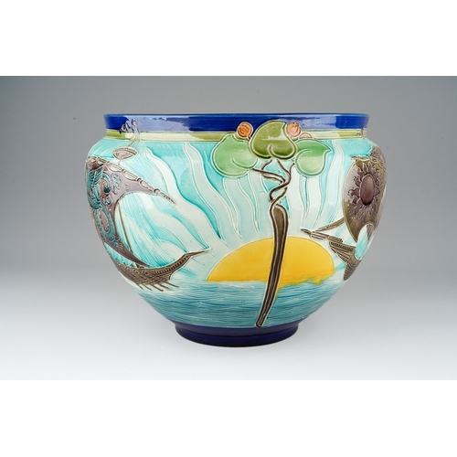 A Burmantofts Faience jardiniere designed by Joseph Walmsley, model no ...