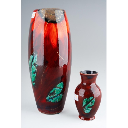 Two Anita Harris Sunflower vases, both with factory marks, the larger ...