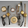 A parcel of eight wrist watches and a pocket watch, including two ...