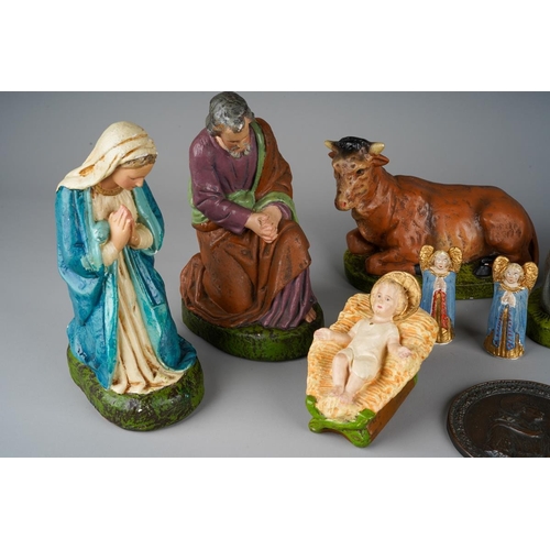 A vintage Traditional Nativity scenes painted figures with other ...