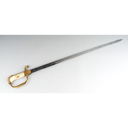 Antique Naval sword with bone grip and Lions head pommel length 77cm