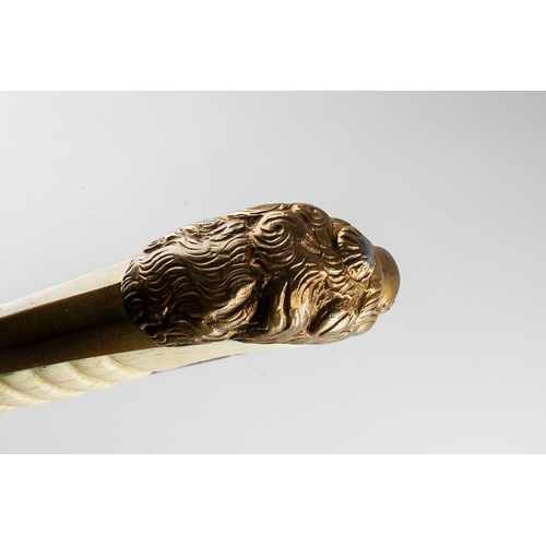 Antique Naval sword with bone grip and Lions head pommel length 77cm
