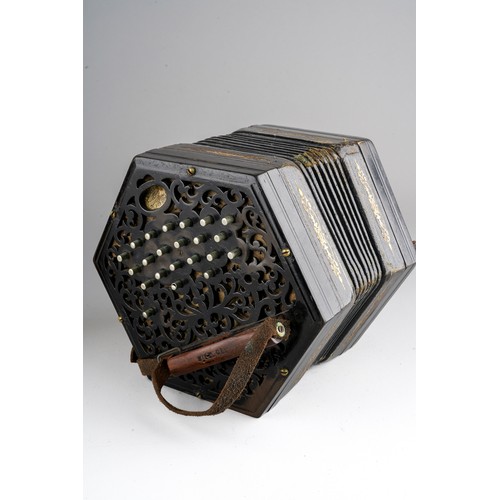 Cased 19th century Lachenal Anglo system 39 key Concertina. Fretted ...