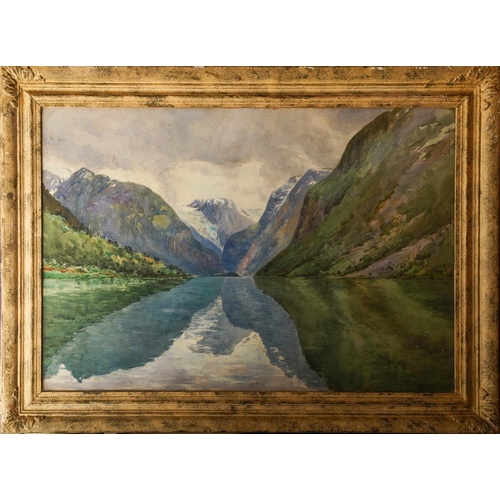 Frederick R Fitzgerald (British, 1897-1939) Norwegian Fjord watercolour ...