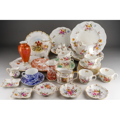 A box of Royal Crown Derby ornamental ware and tea ware, including two ...