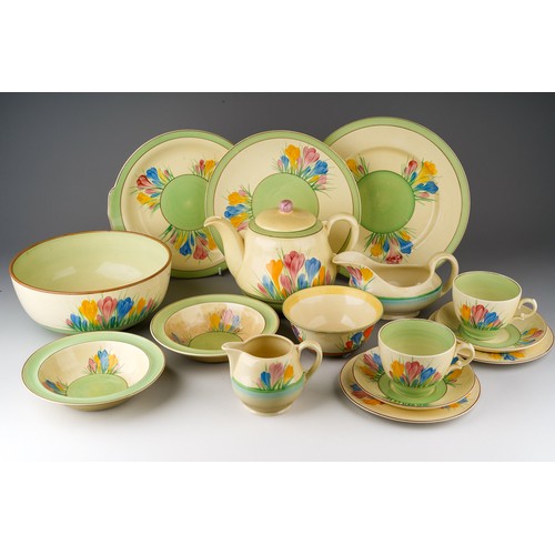 A collection of Clarice Cliff "Crocus" pattern to include teapot and ...