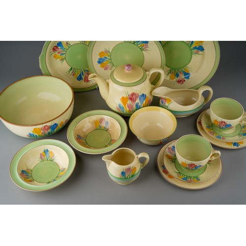 A collection of Clarice Cliff "Crocus" pattern to include teapot and ...