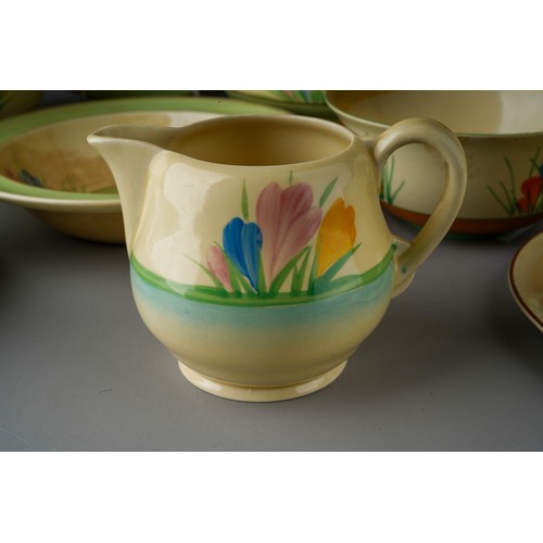 A collection of Clarice Cliff "Crocus" pattern to include teapot and ...