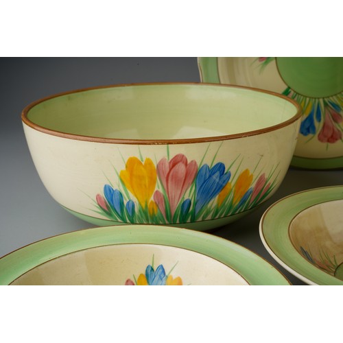 A collection of Clarice Cliff "Crocus" pattern to include teapot and ...