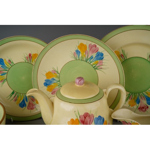A collection of Clarice Cliff "Crocus" pattern to include teapot and ...