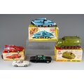 Three boxed Dinky vehicles and two playworn Corgi vehicles, comprising ...