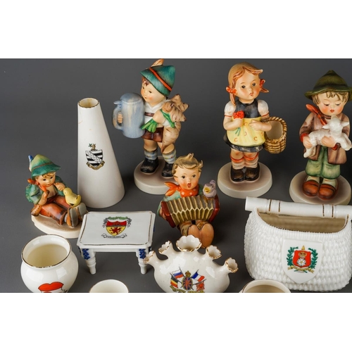 Seven Hummel figures and a collection of fourteen pieces of crested ...