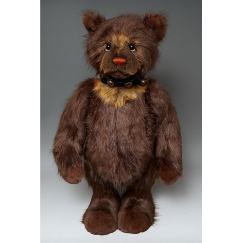 A large Charlie Bears standing Teddy Bear " JJ", wearing collar with ...