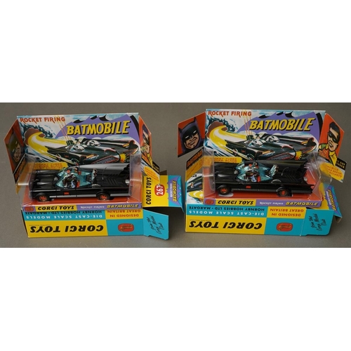 Two boxed Corgi Batmobiles with Batman and Robin figures, rocket firing ...