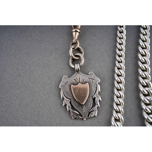 A late Victorian silver Albert chain with fob compass within anchor ...