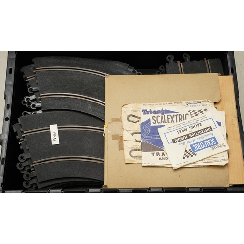 Two Boxes of vintage Scalextric to include stands, controllers, cars ...