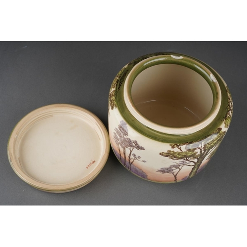 James Macintyre & company ceramic biscuit barrel with printed ...
