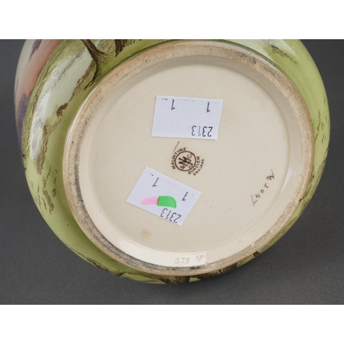 James Macintyre & company ceramic biscuit barrel with printed ...