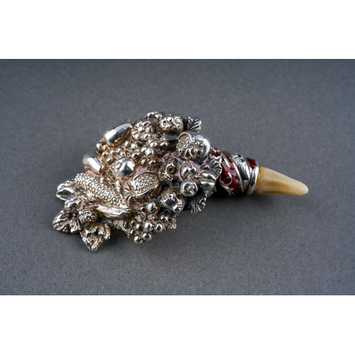 An Italian Magrino silver filled model of a fruiting cornucopia, with ...