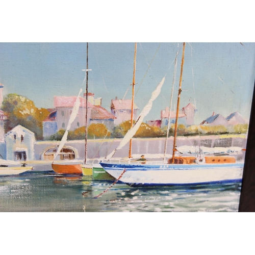 Charles Patrickson (XX), oil on canvas of boats in a harbour, signed ...