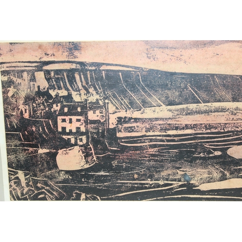 David Treacher (Cornish XX, XXI), untitled linocut print of a coastline ...