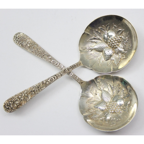 Pair of American sterling silver fruit preserve spoons by S Kirk ...