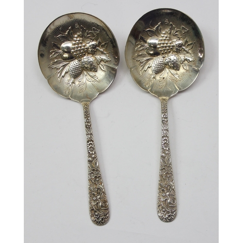 Pair of American sterling silver fruit preserve spoons by S Kirk ...