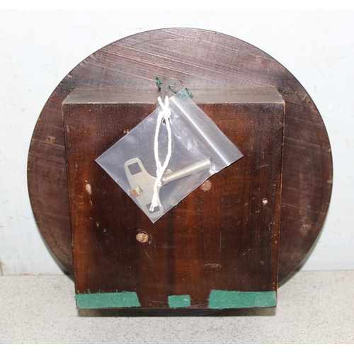 Circular mahogany cased 8 inch dial mechanical winding wall clock ...