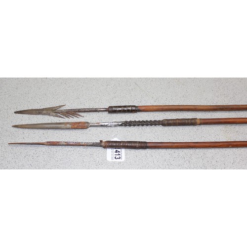 Edit: 3 (not 4 as previously described) African wooden spears with ...