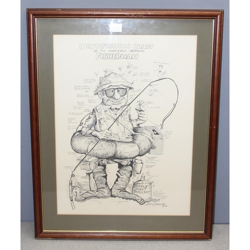 A vintage comedic Jim Snook poster of a fisherman, approx 77cm x 61cm ...