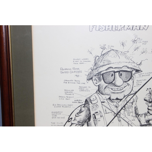 A vintage comedic Jim Snook poster of a fisherman, approx 77cm x 61cm ...