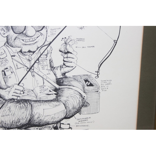 A vintage comedic Jim Snook poster of a fisherman, approx 77cm x 61cm ...