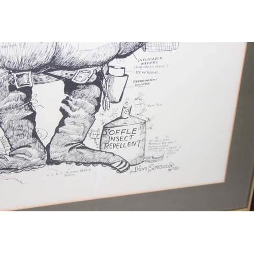 A vintage comedic Jim Snook poster of a fisherman, approx 77cm x 61cm ...