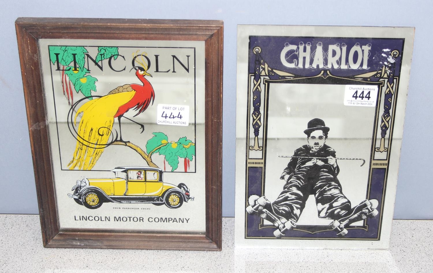 2 vintage advertising mirrors, one for Lincoln Motor Company and the ...