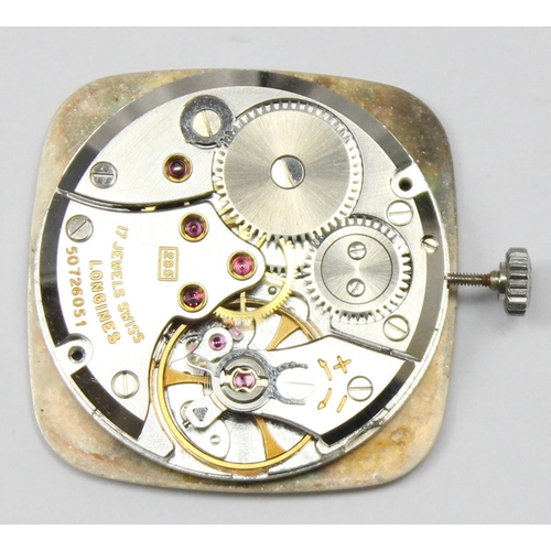 A vintage Longines watch with cushion shaped square face, baton ...
