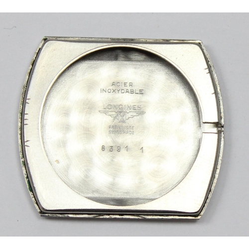 A vintage Longines watch with cushion shaped square face, baton ...