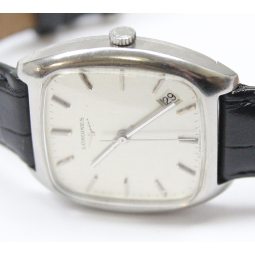 A vintage Longines watch with cushion shaped square face, baton ...