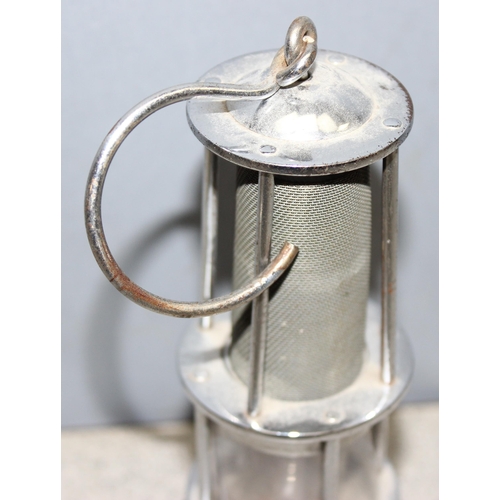 2 small miner's style lamps, tallest approx 16cm